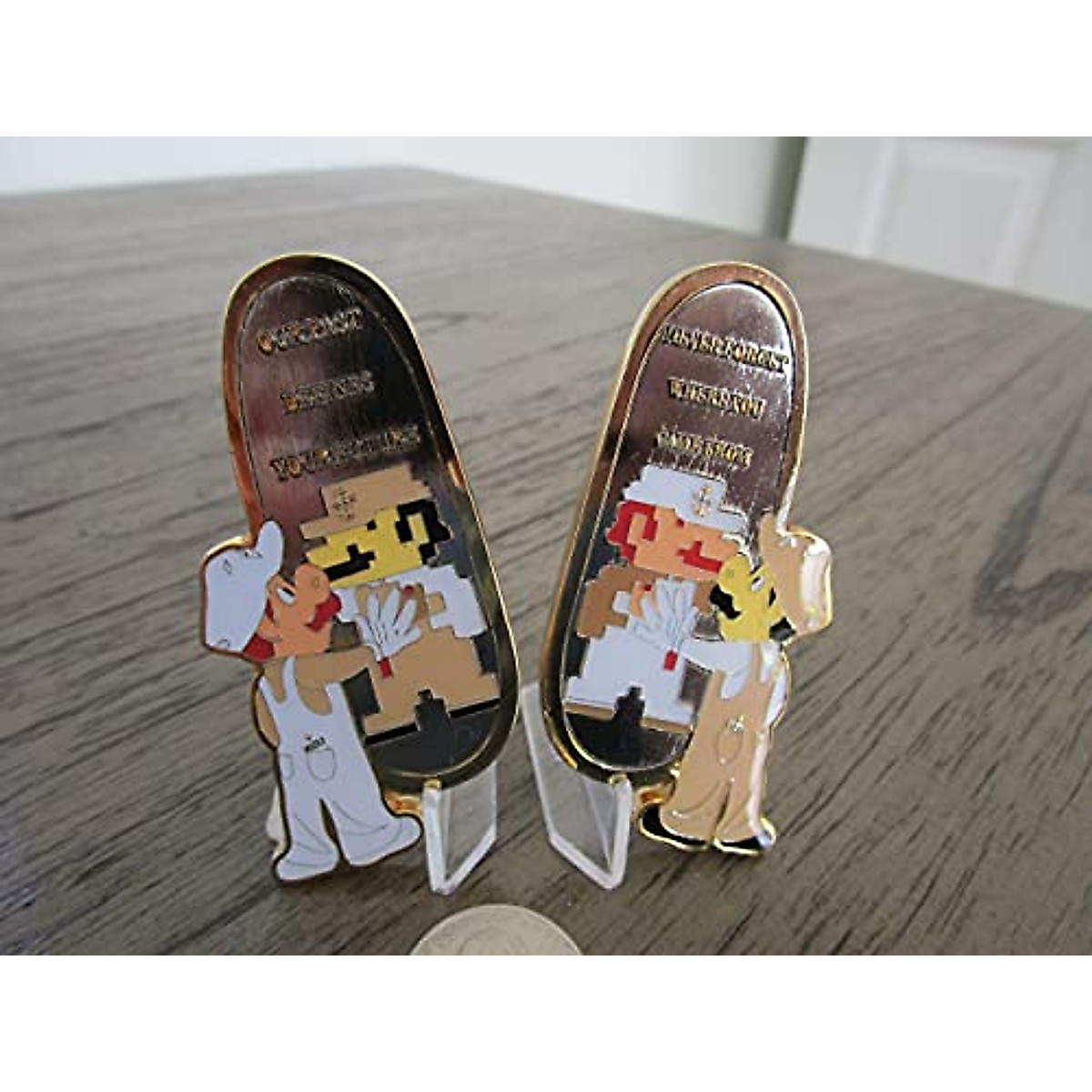 United States Navy Chief Mario and Luigi Brothers and Yoshi Goat Locker CPO Challenge Coin Set