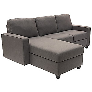 Serta Palisades Reclining Sectional Sofa with Left Storage Chaise, Small Couch with Built-In Storage, Low-Maintenance & Family-Friendly Fabric, Gray