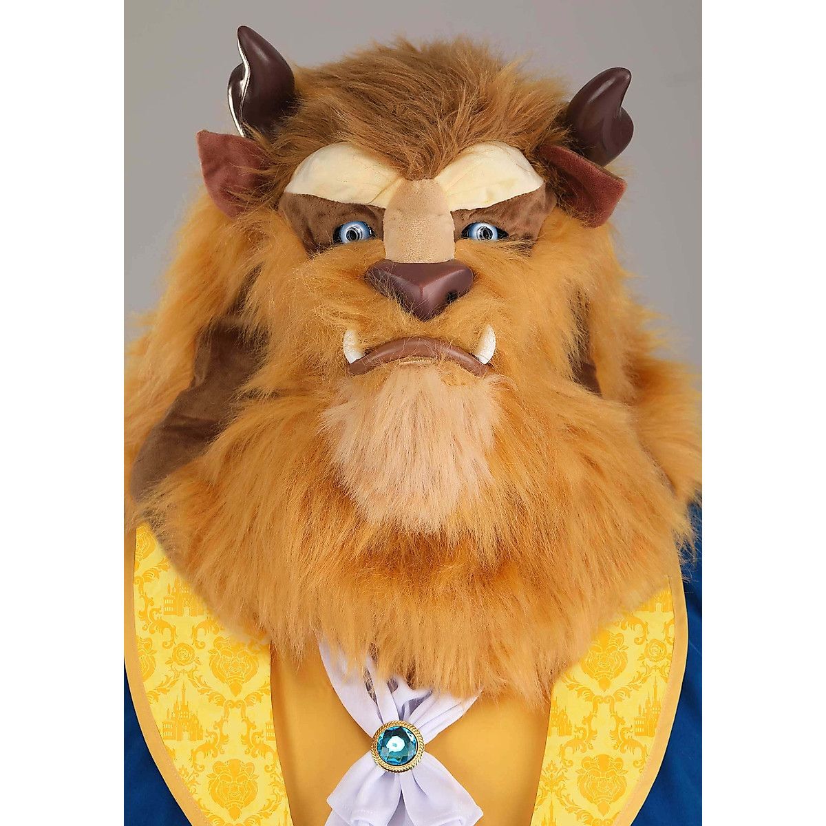 Plus Size Beast Costume | Adult Disney Beauty and The Beast Mouth Mover Full Head Mask | Blue Dance with Belle Outfit 5X