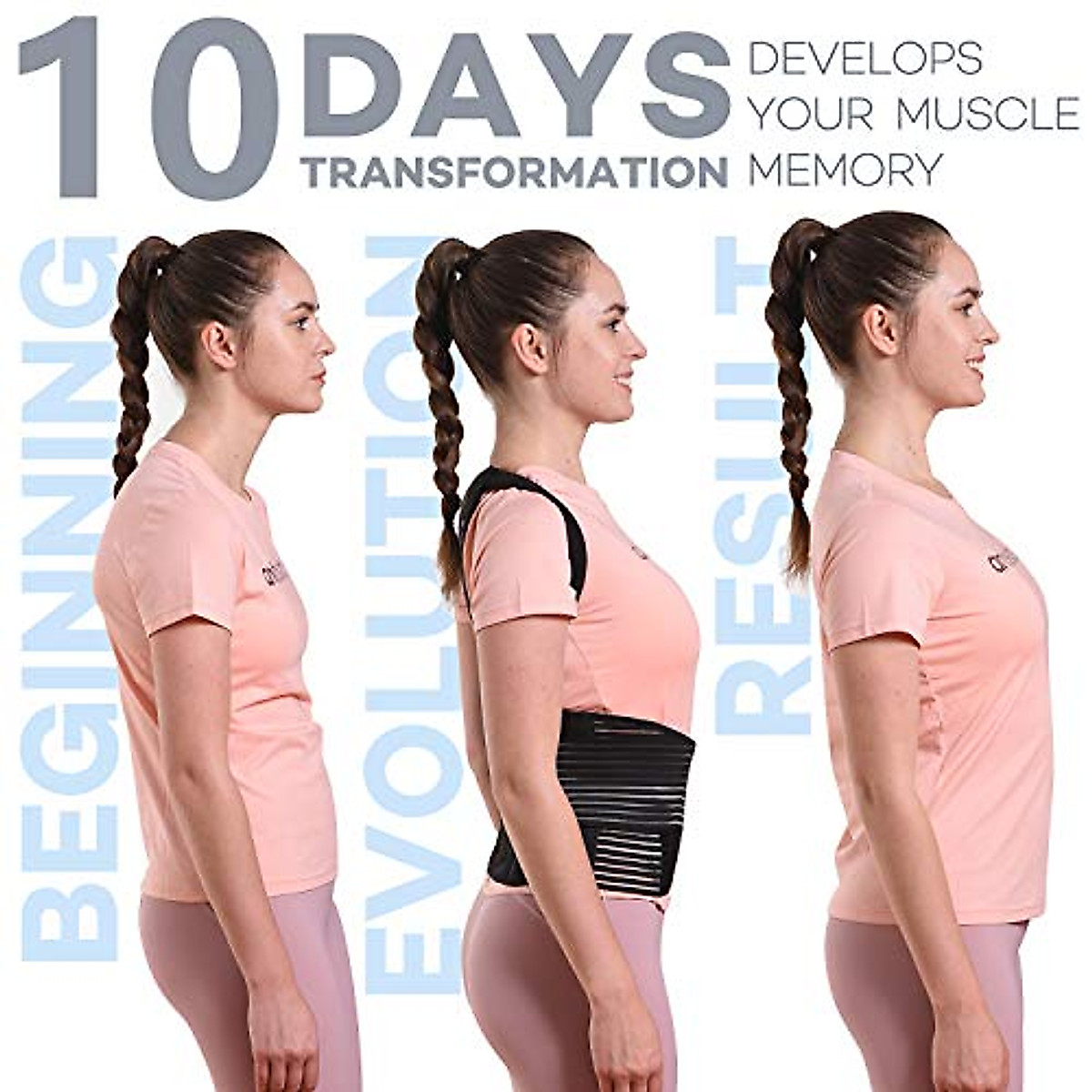 Omples Posture Corrector for Women and Men Back Brace Straightener Shoulder Upright Support Trainer for Body Correction and Neck Pain Relief, Small (waist 26-33 inch), Patent Pending