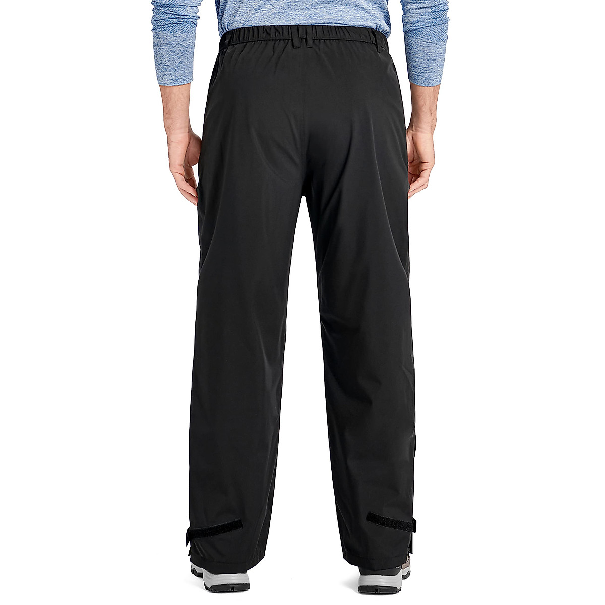 Men's Rain Pants, Waterproof Rain Over Pants Lightweight Packable Windproof Hiking Pants Outdoor Golf Work Black