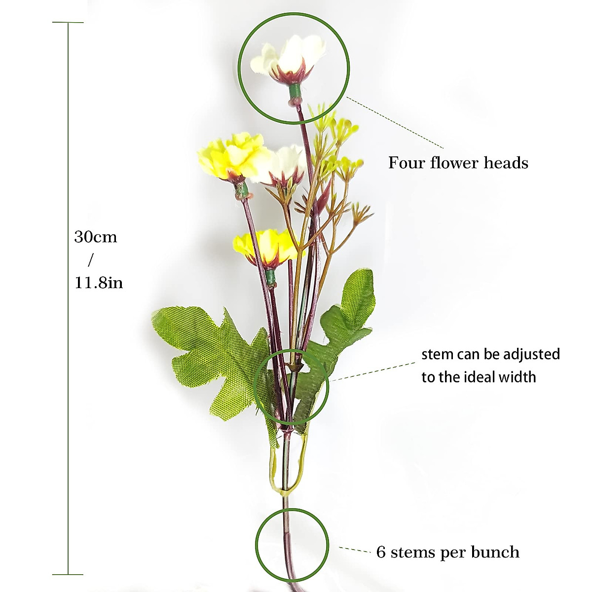 skycats Artificial Flowers, Artificial Daisy Silk Flowers, Flowers for Home Wedding Kitchen Garden Patio Window Box Office Table Centerpieces Indoor Outdoor Decor (4 Bundles White, excluding vases)