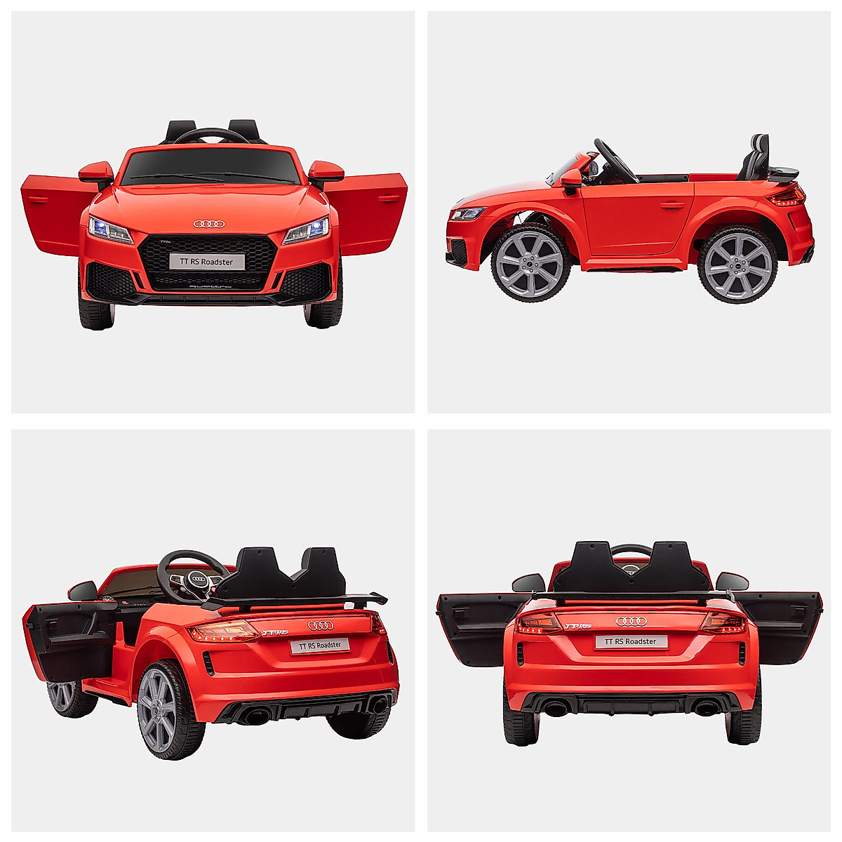 Aosom 6V Kids Electric Ride On Car, Licensed Audi TT RS with Suspension System and Remote Control, Horn, 5 Songs, Lights, MP3 Player, Red