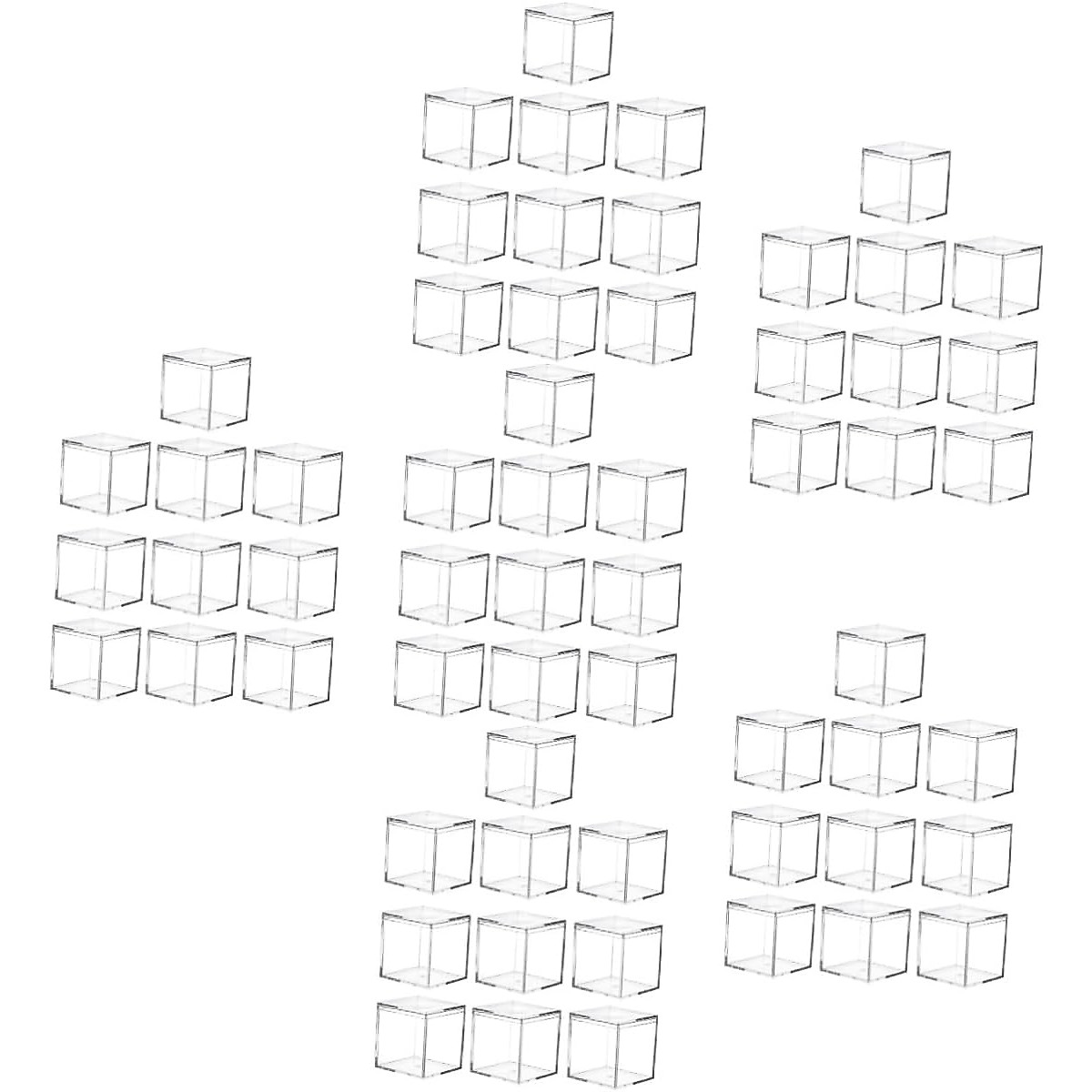 GLEAVI Clear Square Cube 60 Pcs Packing Box Candy Containers Party Candy Bag Party Gift Candy Cake Gift Container Candy Packaging Case Party Candy Storage Cases Seal Specimen Acrylic