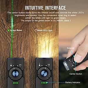 OLIGHT Arkfeld Flat Flashlight 1000 Lumens Dual Light Source EDC Lights with Green Beam and White LED Combo, with Rechargeable Built-in Battery for Outdoors, Emergency, Work (Black Cool White)