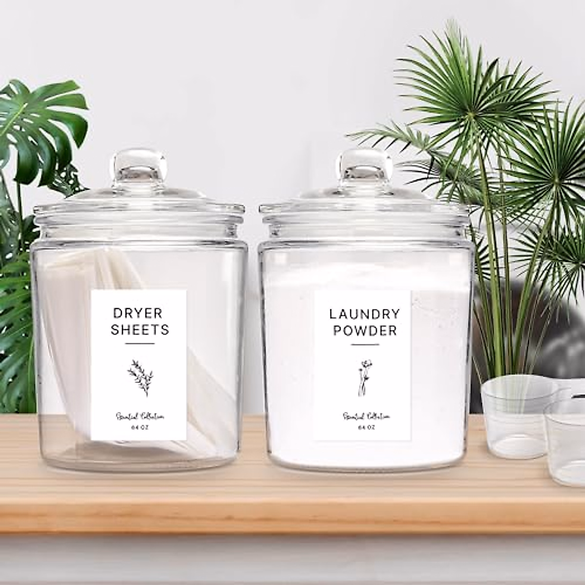 Arjust Glass Jars for Laundry Room Organization Jars Half Gallon Laundry Pods Container with Scoops Labels Chalkboards eBook Laundry Jars for Detergent Powder Dryer Balls Scent Boosters Dryer Sheets