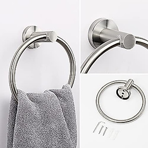 NearMoon 2 Pieces Bathroom Hardware Accessories, Towel Ring and Toilet Paper Holder- Stainless Steel Bathroom Towel Hanger and Hand Towel Holder, Wall Mounted (Brushed Nickel)