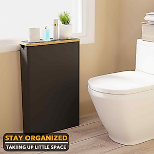 SpaceAid Extra Large Toilet Paper Storage with Lid, Hold up to 24 Regular Rolls or 18 Mega Rolls, Slim Toilet Paper Basket Holder Bin Container, Bathroom Accessories Organizer, Black