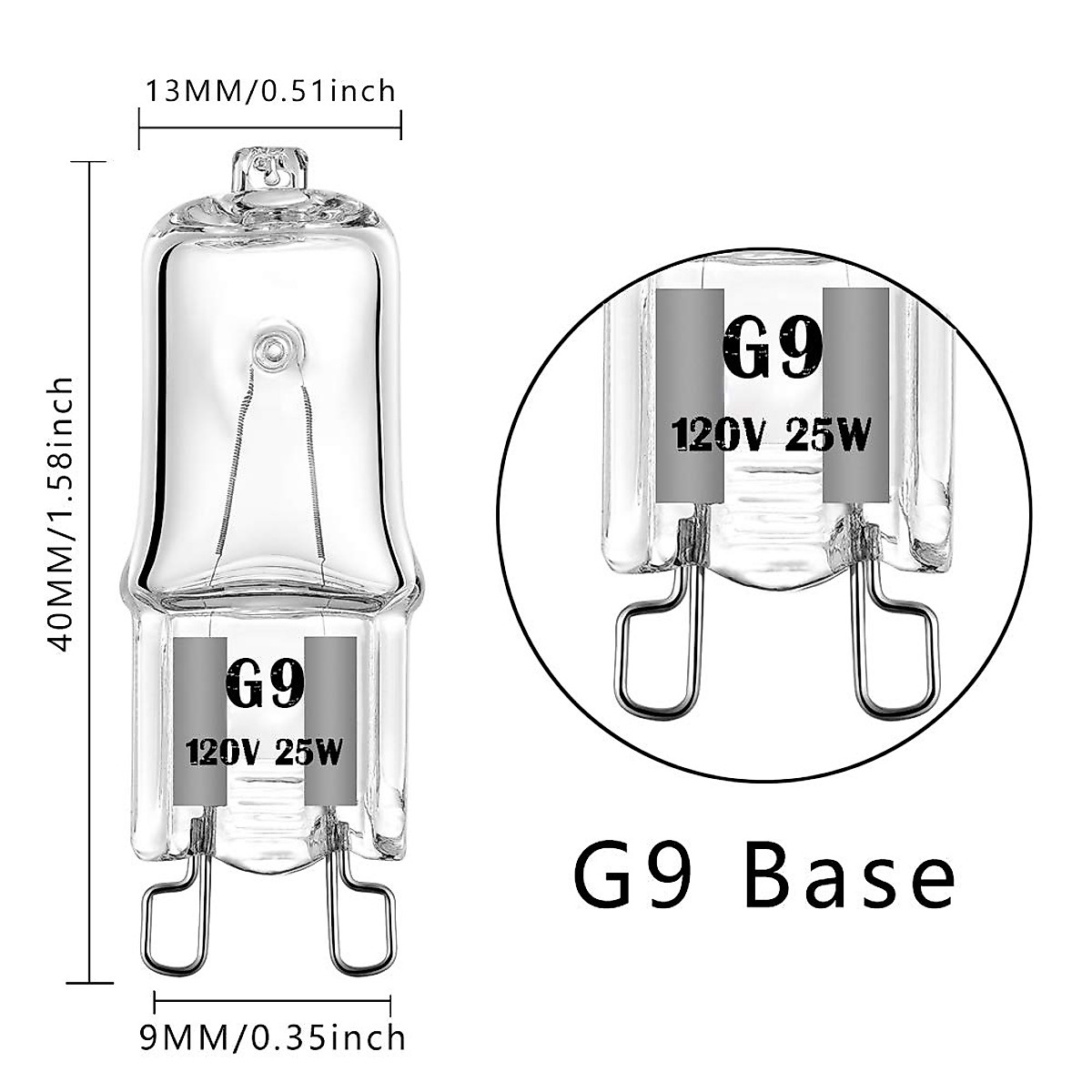 G9 Halogen Bulb 120V 25W T4 Type 2 Pin Base Light Bulb Replacement Dimmable Warm White (6 Pack)