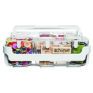 Deflecto Caddy Organizer, Stackable with Three Compartments, White and Clear (29003CR)