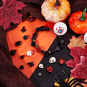 arricraft 203 Pcs Skull Gemstone Beads Kits, Natural Lava Rock Synthetic Turquoise Cross Beads Flower Rose Beads and Tibetan Style Beads for Jewelry Making Bracelets Necklaces DIY Crafts