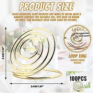 Humyoun 100 Pcs Round Place Card Holder Christmas Table Card Holders Mini Name Card Holder Wedding Place Card Holder for Table Reserved Table Card Holder for Christmas Thanksgiving Party(Gold)