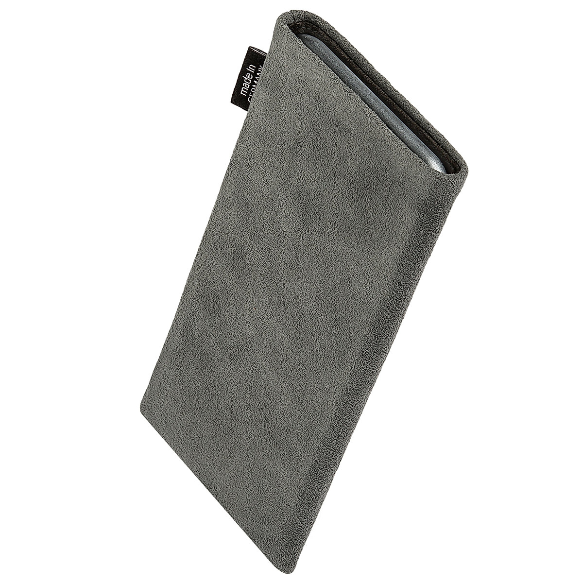 fitBAG Classic Gray Custom Tailored Sleeve for Xiaomi Redmi Note 6 Pro | Made in Germany | Genuine Alcantara Pouch case Cover with Microfibre Lining for Display Cleaning