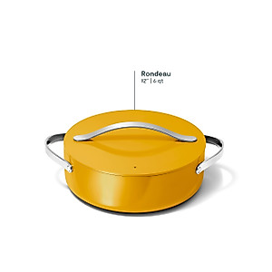 Caraway Rondeau - 6 Qt Non-Stick Pan with Lid - Free From Forever Chemicals - Perfect for Searing, Braising, & Roasting - Marigold