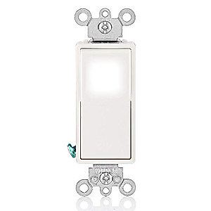 Leviton L5614-2W 15 Amp, 120/277 Volt, Decora LED Illuminated Rocker 4-Way AC Quiet Switch, Residential Grade, Grounding, White
