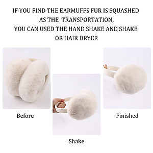 Yuoahcn Women Girls Ear Muffs Fashion Warm Plush Earmuffs Winter Foldable Ear Warmer Windproof Adjustable Earmuff (Milk White)