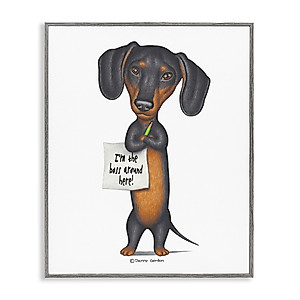 Stupell Industries Dachshund 'I'm The Boss' Fun Family Pet Phrase Wall Art, 11x14, White