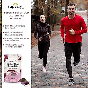 Superfy Superfood Powder Elderberry Gluten Free Cake Mix – Energy Boost, Support Digestive Health, Vegan Cake Flour for Baking Gluten Free Cupcakes, Plant-based Muffin Mix (6 Muffins)