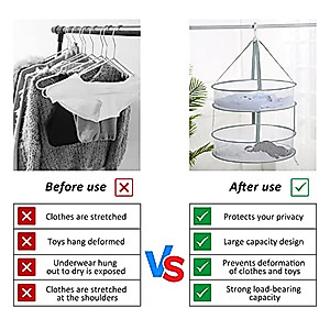 AUTODECO 2 Pack 3-Tier Folding Mesh Clothes Hanging Dryer, Sweater Drying Rack, Large Laundry Drying Rack, Lay fold Flat Dry Hanger, Mesh Clothes Hanging Dryer - XL(3Tier)+XL(3Tier)