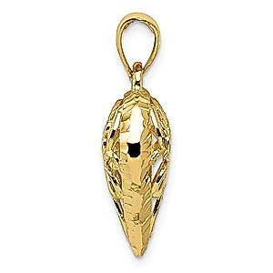 IceCarats 14K Yellow Gold Antique Filigree Heart Necklace Love Pendant Charm 26mm x 20mm Only