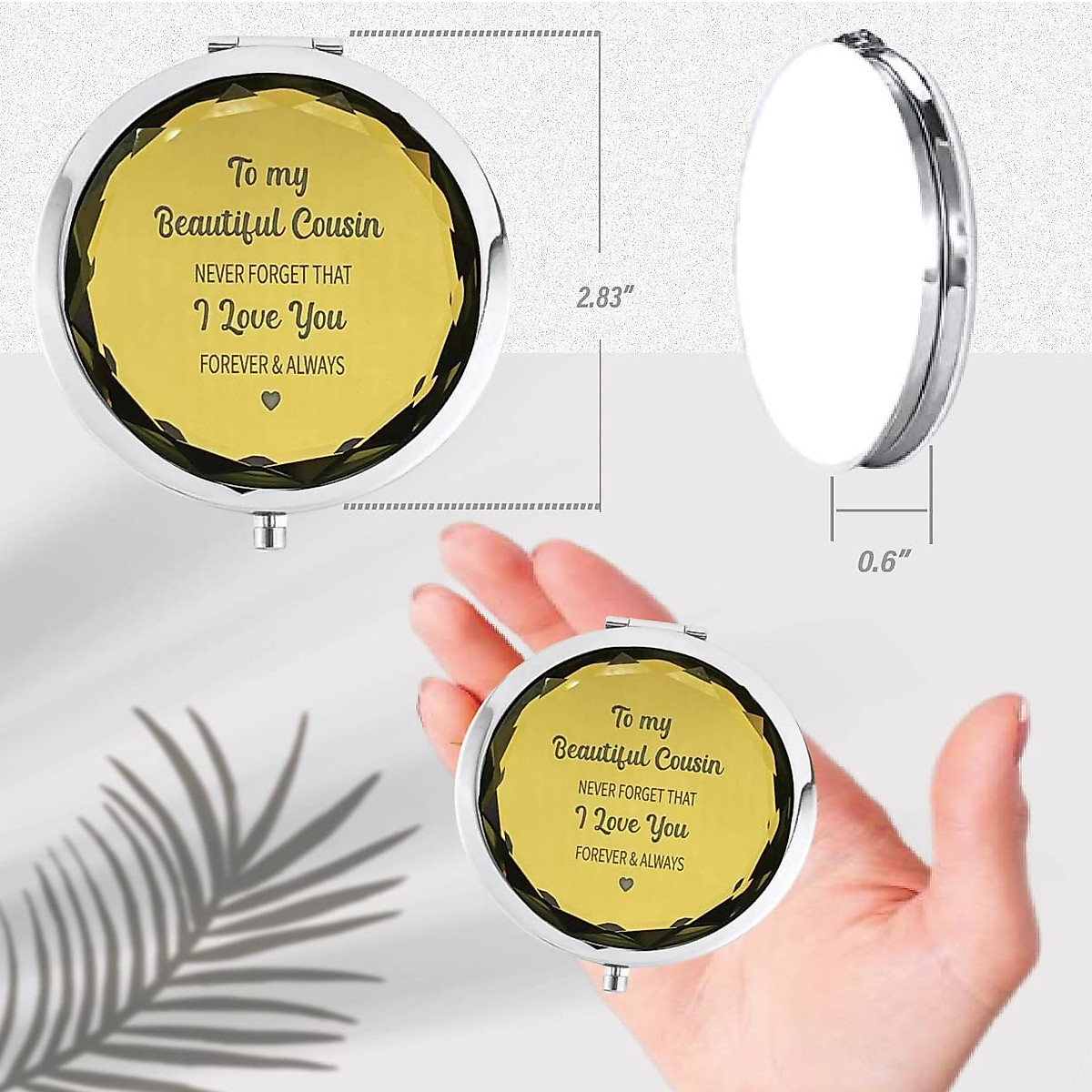 MALLAbyLAMMA Birthday Gift for Cousin Female, Cousin Bracelets for Women, Cousin Mirror Compact, I Love You Cousin, Favorite Cousin Gifts, Sister Cousin Gifts, Gift for Cousin Christmas