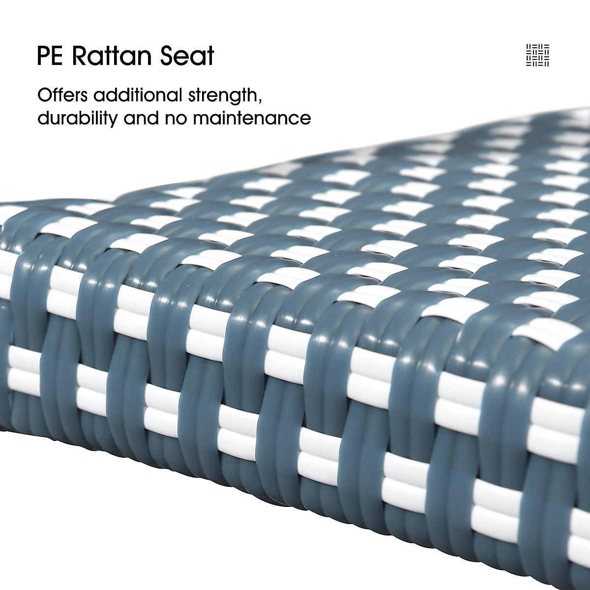 PURPLE LEAF Dining Chair Set of 2 Outdoor French Bistro Chairs Hand-Woven Aluminum Wicker Rattan Chairs for Garden Kitchen Backyard Porch White Print Finish Patio Chairs Light Blue