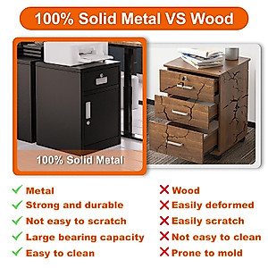 CBNTKI File Cabinet for Home Office, Under Desk File Cabinets with Lock, Vertical Filing Cabinet Office File Cabinet, Black Metal Filing Cabinet,Metal Locker