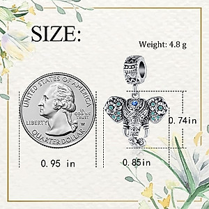 QeenseKc Good Luck Elephant Pendant Charm Lucky Animal Birthstone Bead for Pandora Bracelet, Aut-117_Elephant_09