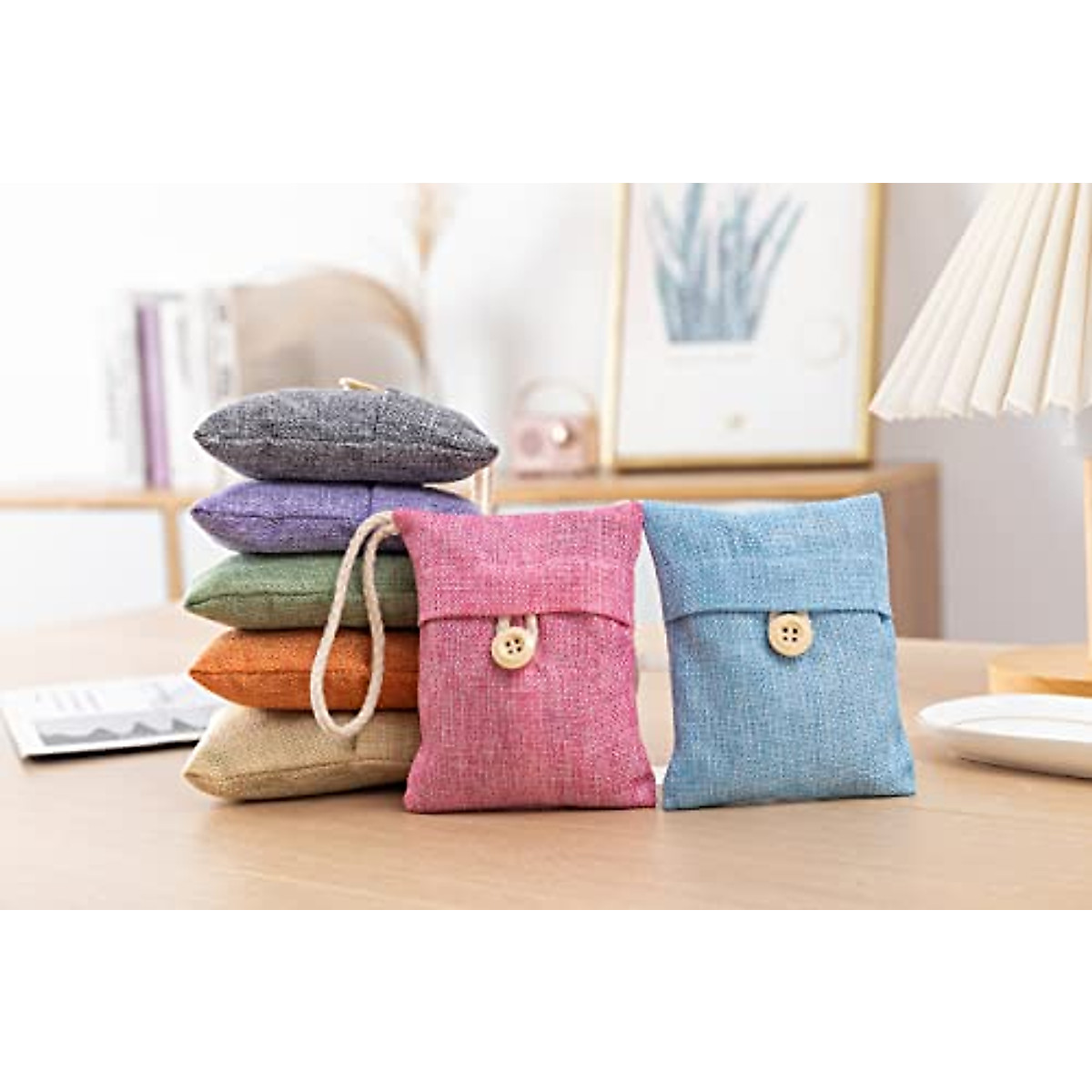 Tskijun 7 Packs Bamboo Charcoal Air Purifying Bag, New House Smell Absorber, Moisture Absorber, Car Air Freshener, Shoe Deodorizer, Also for Pet, Closet (7 * 100g)