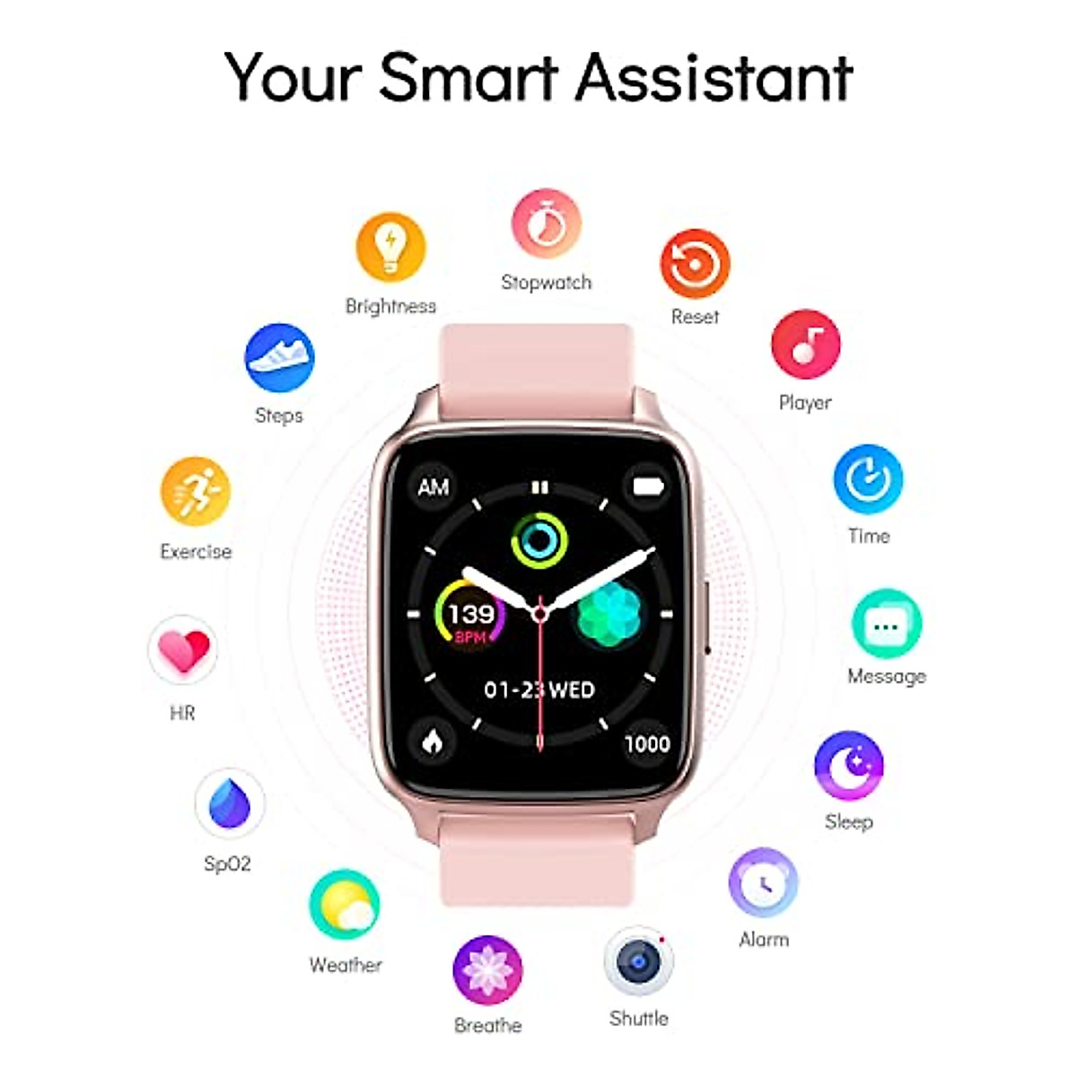 Deeprio Smart Watch 1.69 inch for Android Phones and iOS Compatible iPhone Samsung Men Women HD Screen Oxygen Pleasure Heart Rate Monitor IP68 Waterproof Smartwatch Fitness Tracker Fitness Watch