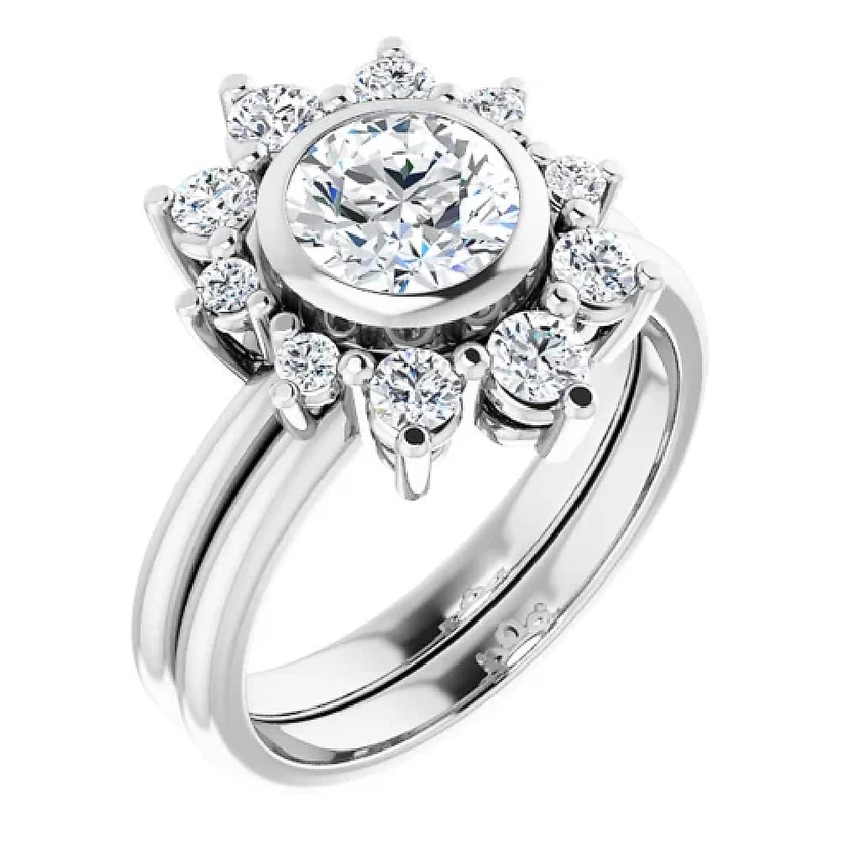 1 CT Round Cut VVS1 Colorless Moissanite Engagement Ring Set for Women Bridal Ring Set Handmade Bezel Moissanite Wedding Gifts Anniversary Promise for Love 925 Sterling Silver