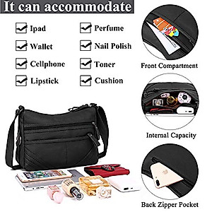 VOLGANIK ROCK Women Crossbody Bag Pocketbooks Soft PU Leather Handbags Multi Pocket Lightweight Shoulder Purse Medium