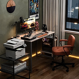 Coleshome 31 Inch Computer Desk, Modern Simple Style Desk for Home Office, Study Student Writing Desk,Grey Oak