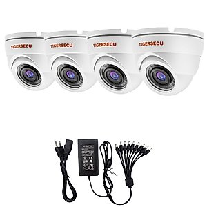 TIGERSECU 1080P Wide Angle Dome Security Camera Bundle 4-Pack