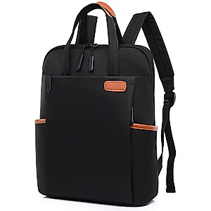 E-Tree Travel Laptop Backpack Women, 15.6 Inch, Slim Lightweigh Casual Computer Daypack Work College School Bag Bookbag Girls Purse (Black)