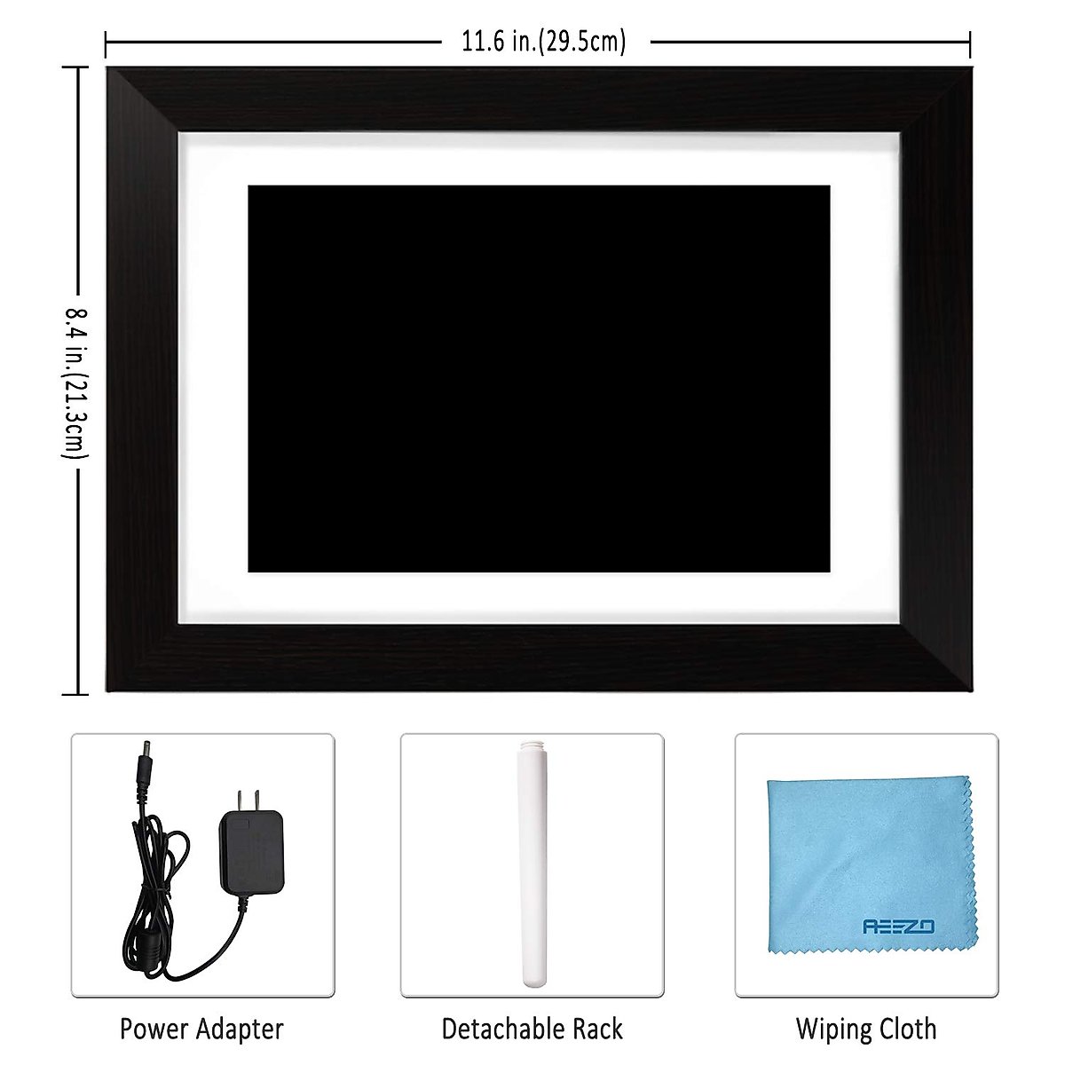 AEEZO WiFi Digital Picture Frame 10 Inch IPS Touch Screen FHD 2K Display Smart Cloud Photo Frame with 16GB Storage, Easy Setup to Share Photos & Videos, Auto-Rotate Frame (Black)