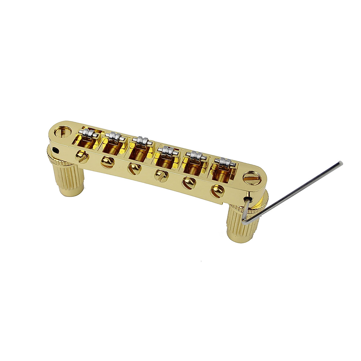 Guyker Guitar Tune-O-Matic Roller Saddle Bridge Replacement Part Compatible with Gibson Les Paul LP SG Style 6 String Electric Guitar - GM005, Golden