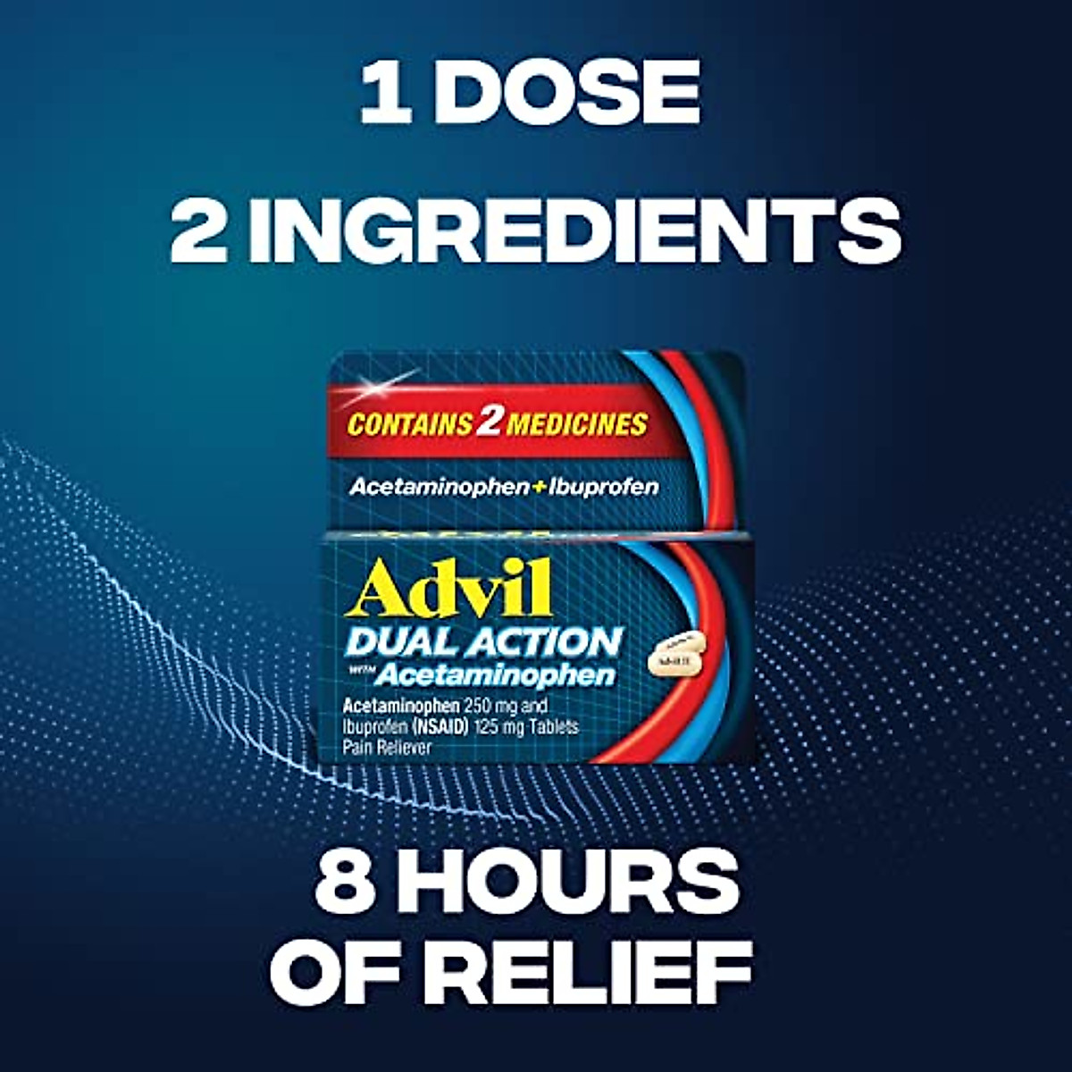 Advil Dual Action with Acetaminophen + Ibuprofen Pain Reliever 72 Caplets