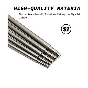VICRAZEE 1.27 1.5 2.0 2.5 3.0mm Hex Head Allen Wrench Drill Bit Set S2 Steel 1/4" Hex Shank 4.3" Long for Electric Screwgun/Power Drill RC Hobby Tools Kit (5-Pack)