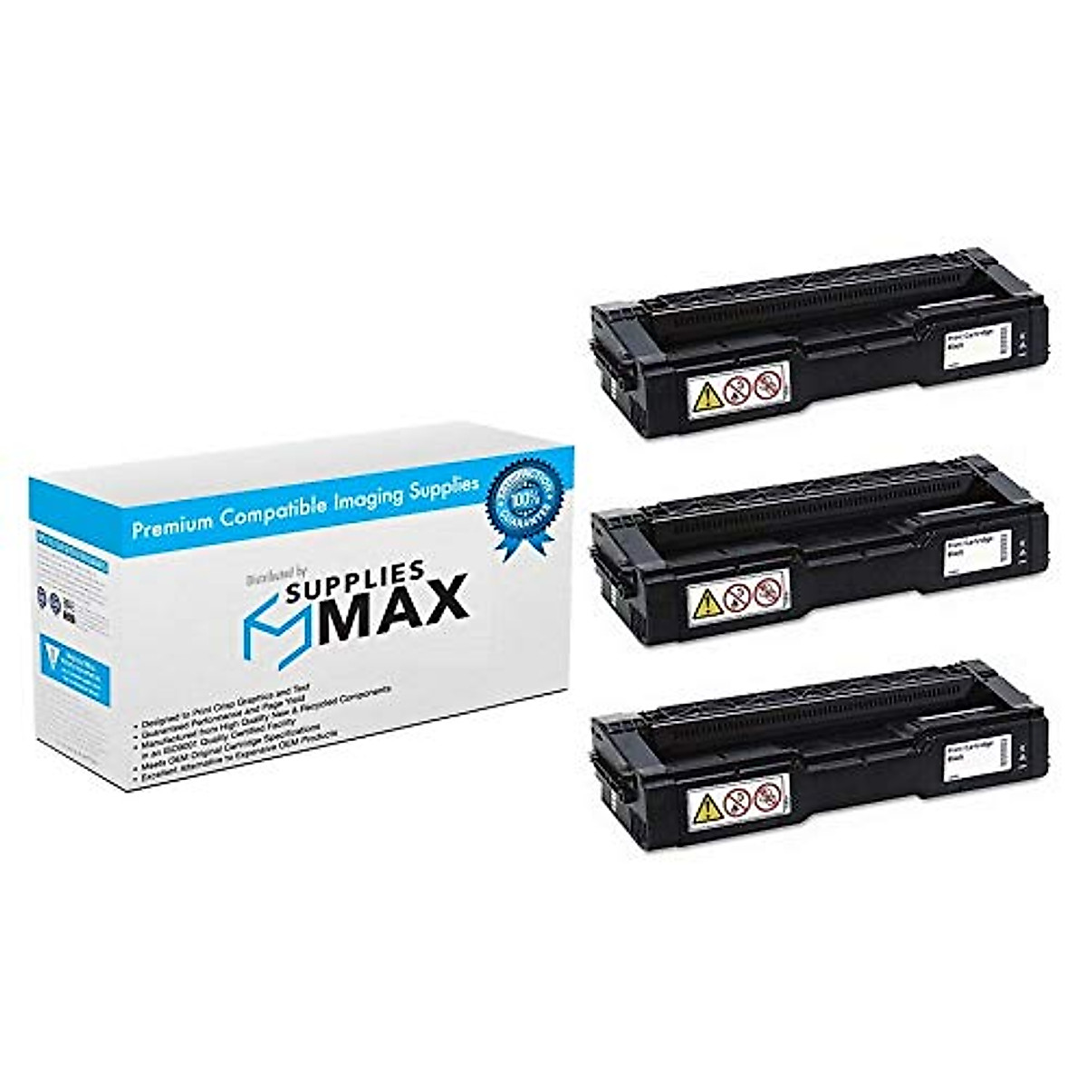 SuppliesMAX Compatible Replacement for Ricoh M-C250FW/M-C250FWB/P-C301W Black Toner Cartridge (3/PK-6900 Page Yield) (Type M-C250H) (408340_3PK)