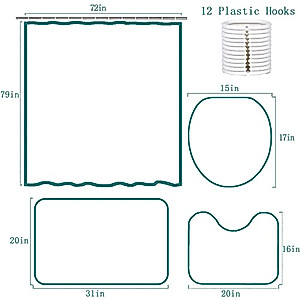 Posienr Colorful Owl Shower Curtain Sets Bath Mat 4 Pcs Decor Bathroom Cute Cartoon Animals Contour Mat Toilet Lid Cover U Shaped Non-Slip Rug Fabric Waterproof Polyester with 12 Hooks