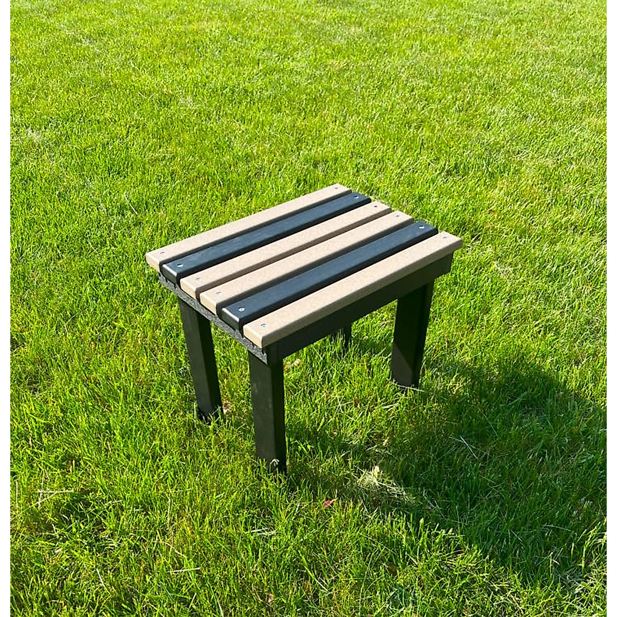 Poly Outdoor Side Table - Premium Quality | Affordable Price - Amish Handcrafted in The USA - 20-Year Warranty - All-Weather Resistant & Maintenance Free (Weathered Wood/Black)