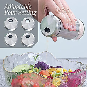 Salt and Pepper Shakers with Adjustable Pour Hole, 3 oz Salt Shaker with Clear Glass Bottom, Perfect for Black Pepper, Kosher And Sea Salts, Refillable Design - 2 PCS By Neodaco