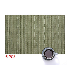 Myir JUN Place Mats, Table Mats Set of 8 Indoor Placemats Washable Non-Slip Heatproof Woven Placemats for Dining Table Fabric Place Mat PVC (Green, Set of 8)