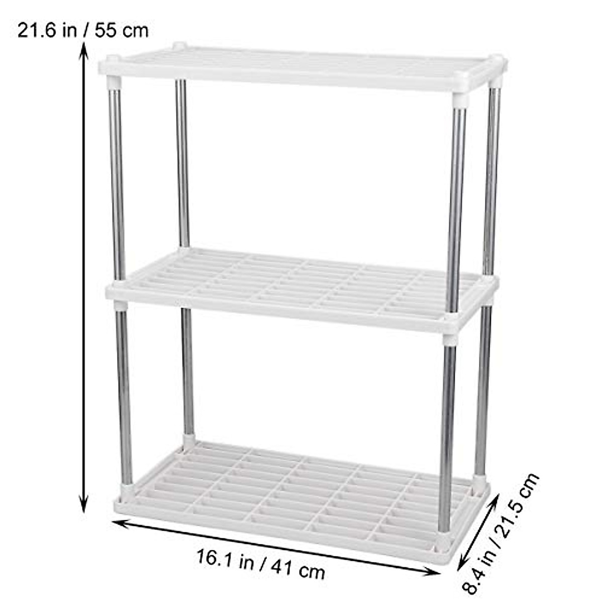 YARNOW 3- Tier Storage Shelf Plastic Shelving Unit Free Standing Rack Organizer Tool Holder Plant Stand for Kitchen Bathroom Laundry Narrow Places Shoe White