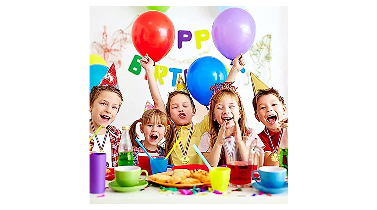 Caydo 72 Gold Plastic Kids Award Medals - Perfect for Parties