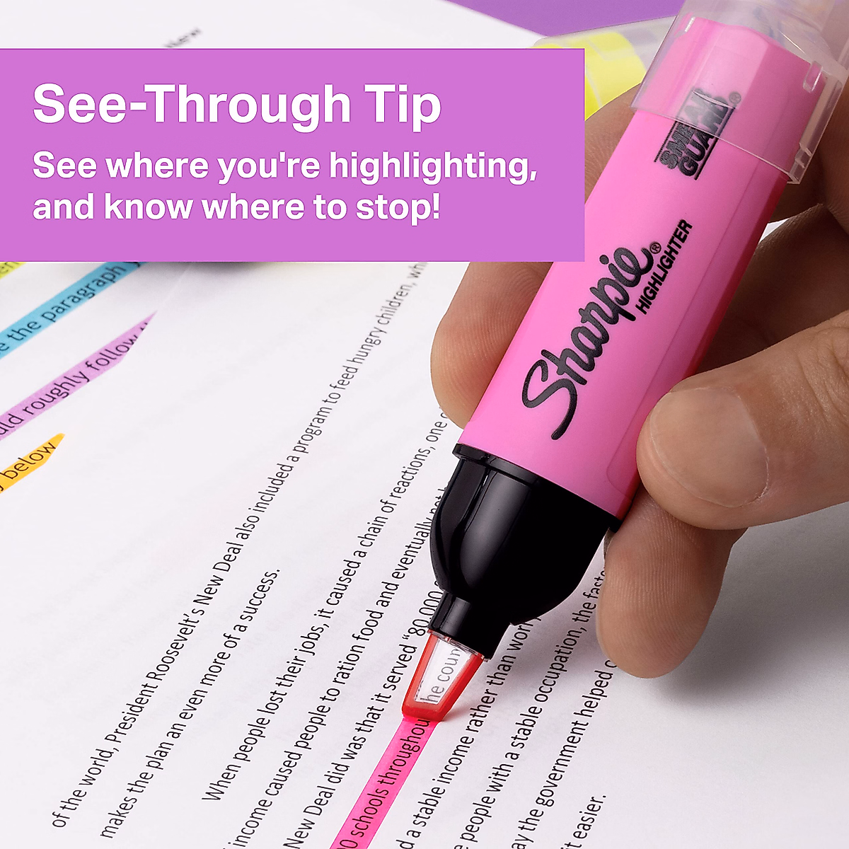 SHARPIE Clear View Highlighters, Chisel Tip, Assorted Colors, 4 Count