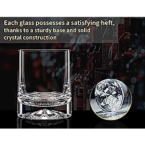JBHO Hand Blown Crystal Double Old Fashioned Cocktail, Solid Whiskey Glasses, Rocks Glasses, Lowball Glasses - 12 Ounce - set of 2 - Perfect Size for Oversized Ice Cubes