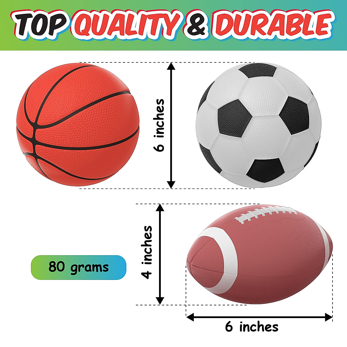 BESTKID BALL Indoor 3 Mini Balls Set - Inflatable Small Basketball Soccer Ball Football - Included Pump and Needle - Rubber Material - Ideal Gifts for Toddlers Kids Boys Girls 6 inch (Original)