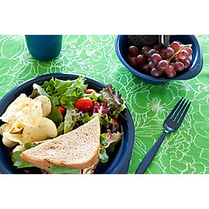 Preserve Reusable BPA Free Everyday Tableware Set with Cutlery Made from Recycled Plastic: 4 Plates, 4 Bowls, 4 Cups and 24 pieces of Cutlery, Midnight Blue